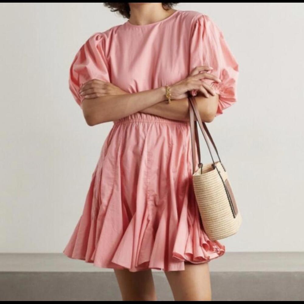 Rhode Peachy Pink Molly Puff Sleeve Mini Dress - Gem